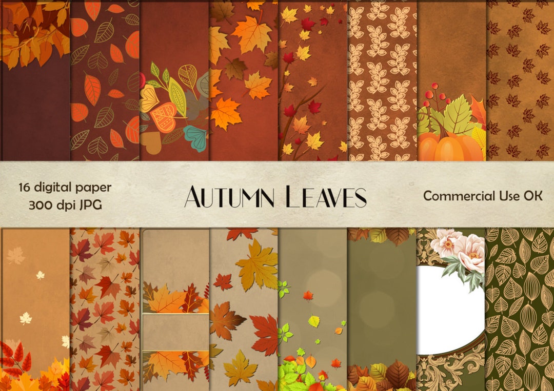 Digital Paper Autumn Leaves - Digital Paper Leaves, Autumn Scrapbook ...