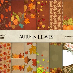 Digital Paper Autumn Leaves - Digital Paper Leaves, Autumn Scrapbook ...