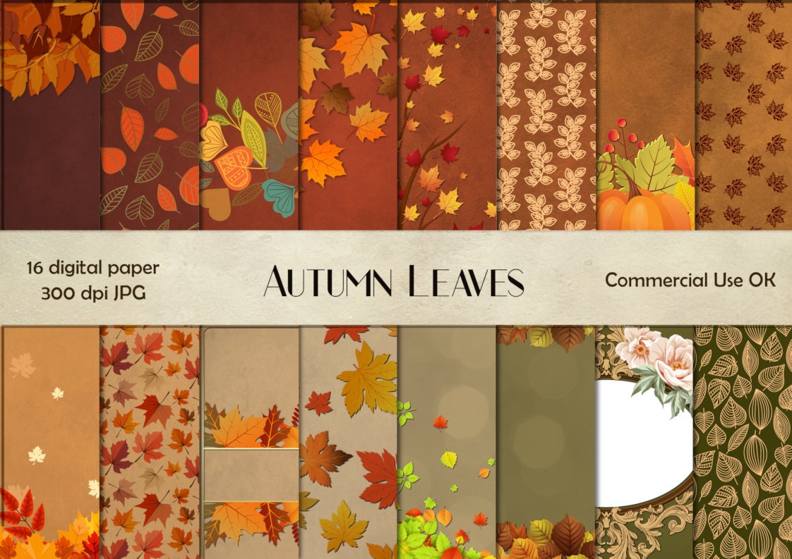 Digital Paper Autumn Leaves - Digital Paper Leaves, Autumn Scrapbook ...