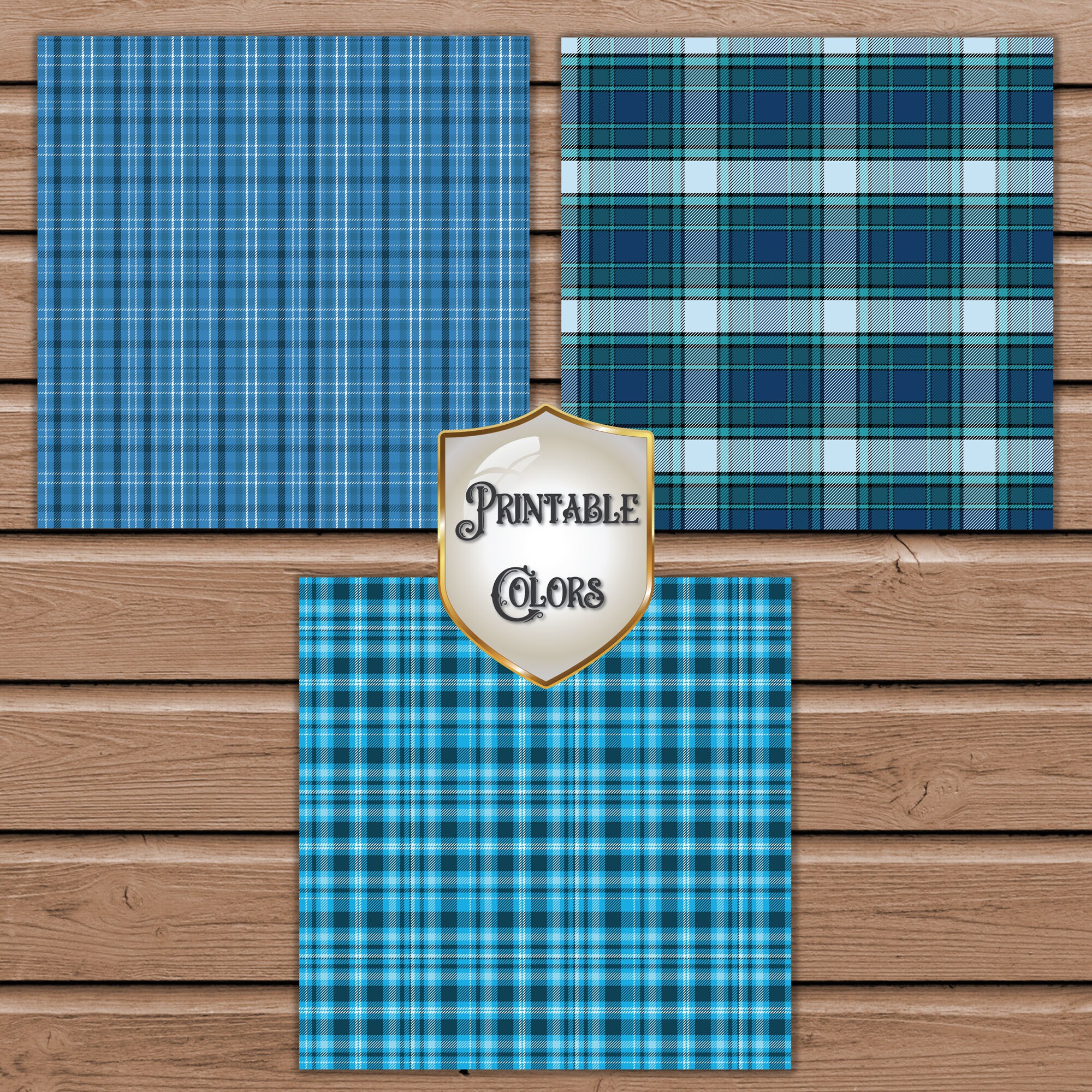 Seamless Blue Winter Tartan Digital Paper for Scrapbooking and ...