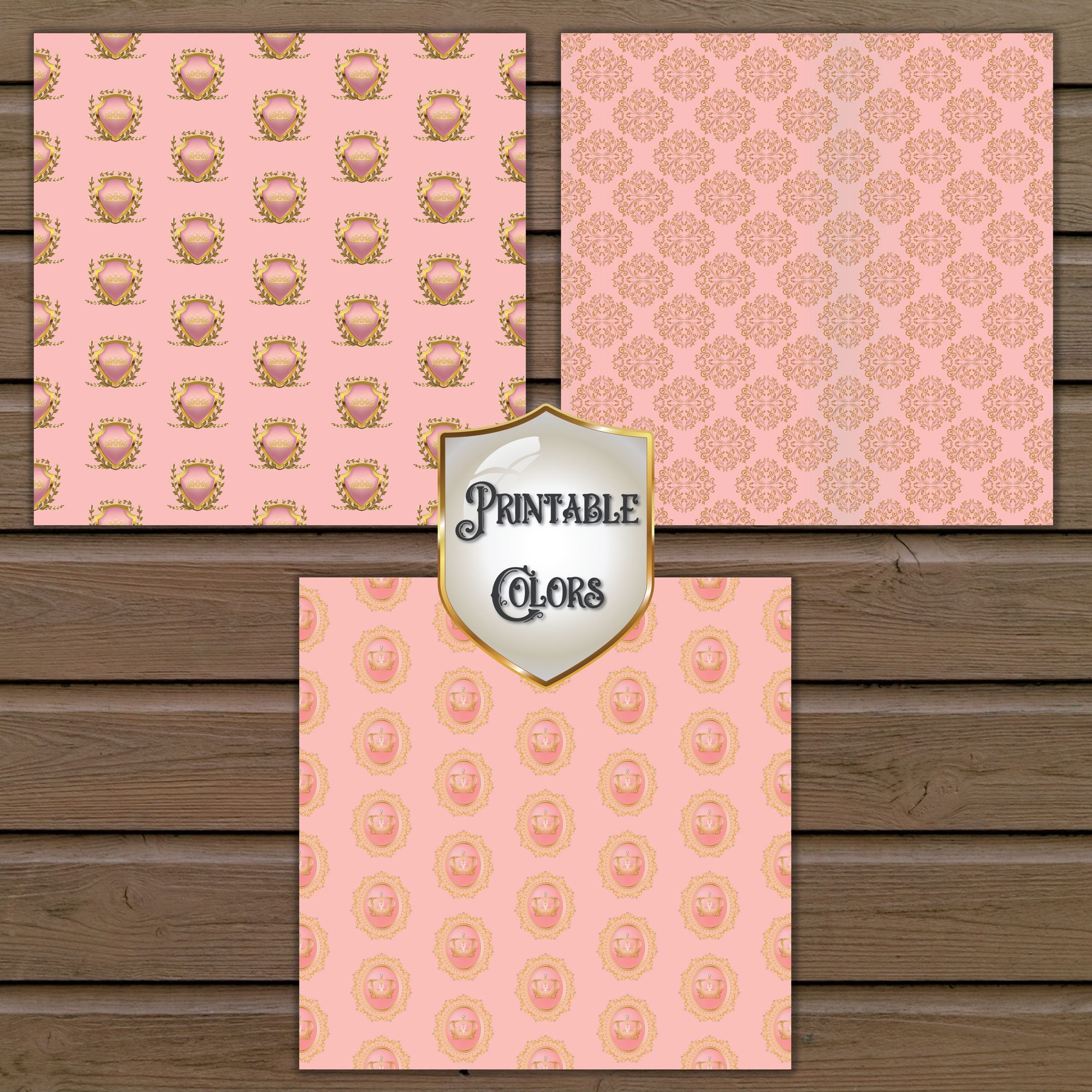 Pink and Gold Princess Digital Paper for Scrapbooking and Decoupage ...