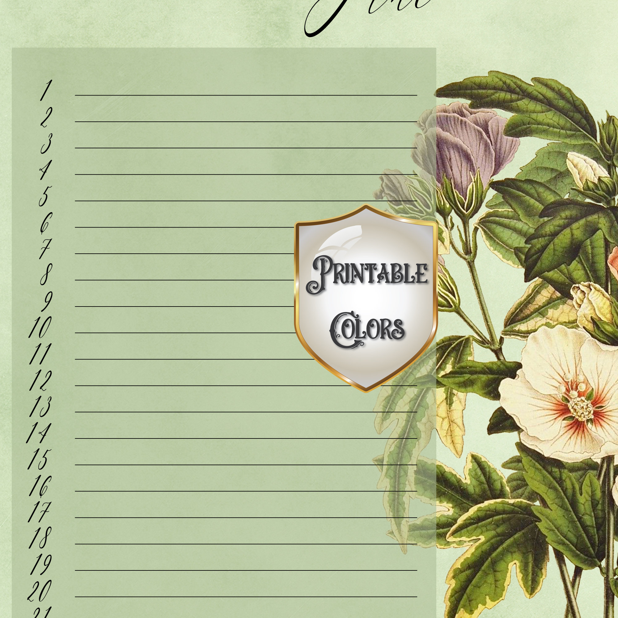 Digital Perpetual Floral Calendar, Printable Vintage Calendar for ...