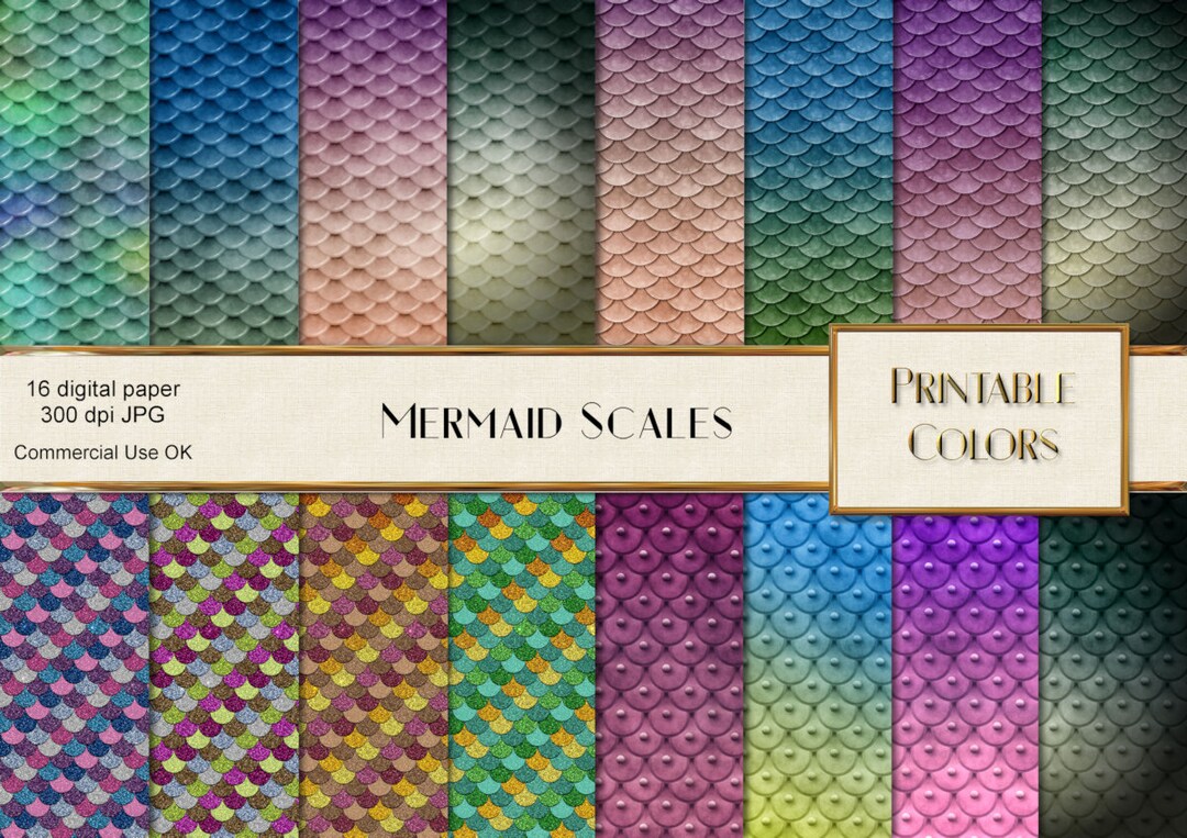 Mermaid Scale Digital Paper - Digital Download - Mermaid Paper - Dragon ...