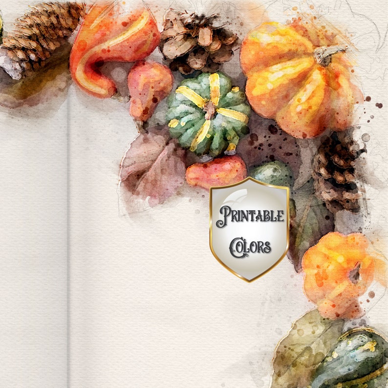 Fall Watercolor Junk Journal, Autumn Digital Papers for Scrapbooking ...