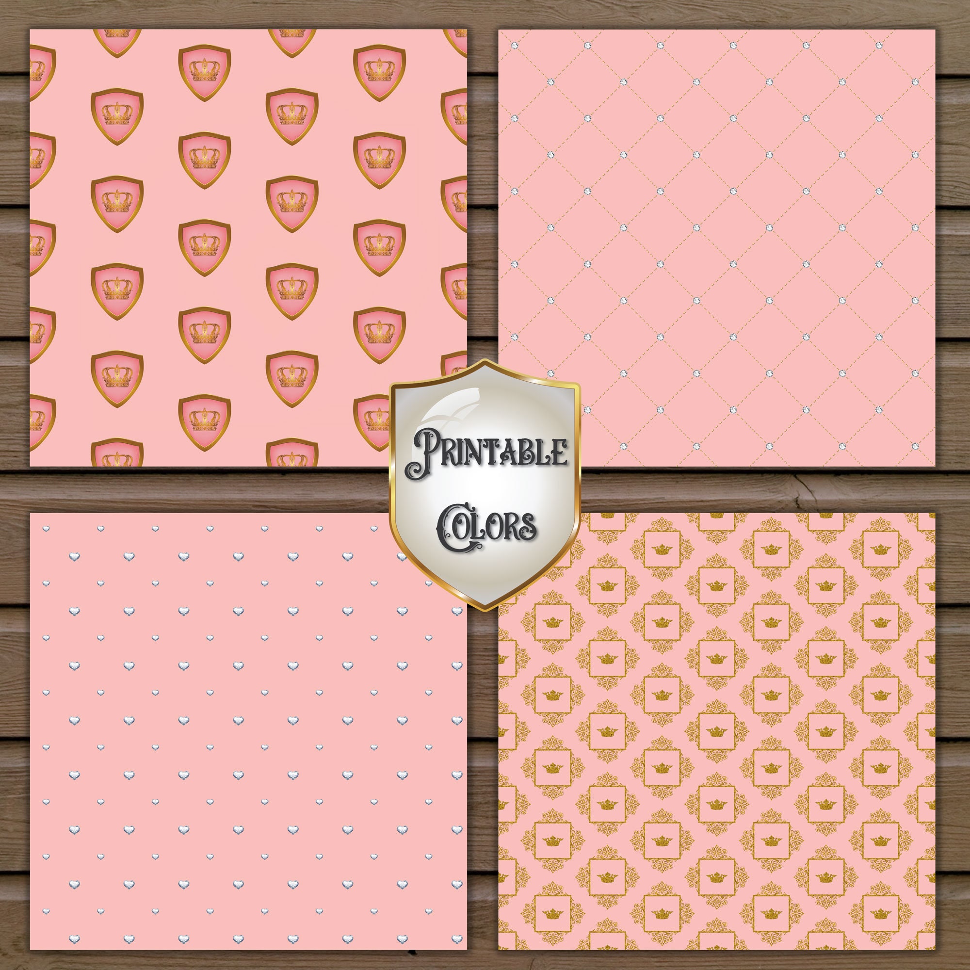 Pink and Gold Princess Digital Paper for Scrapbooking and Decoupage ...