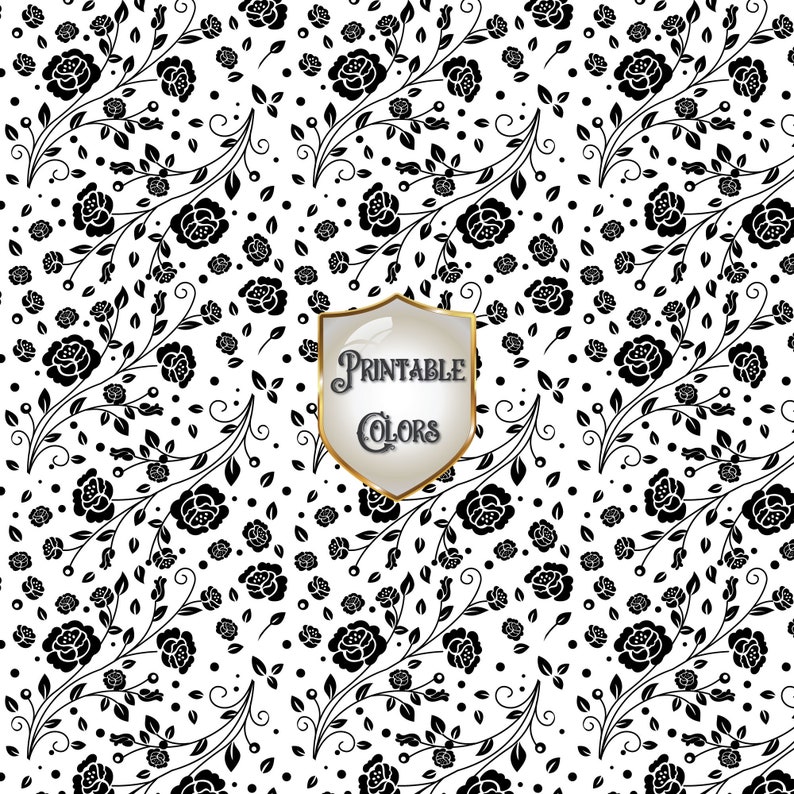Digital Paper Black and White Flowers for Scrapbooking and - Etsy