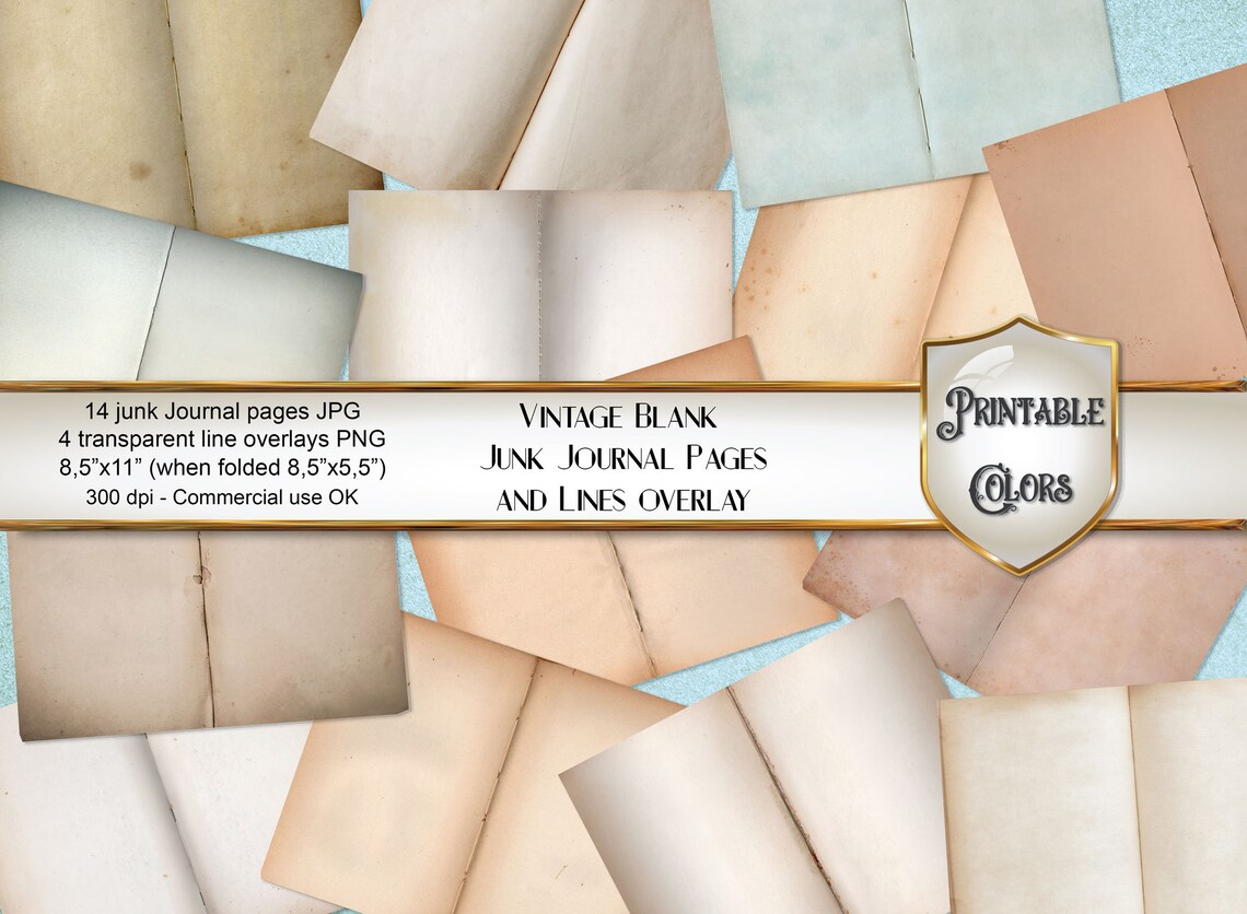 Junk Journal Vintage Neutral Pages Printables for Scrapbooking - Etsy