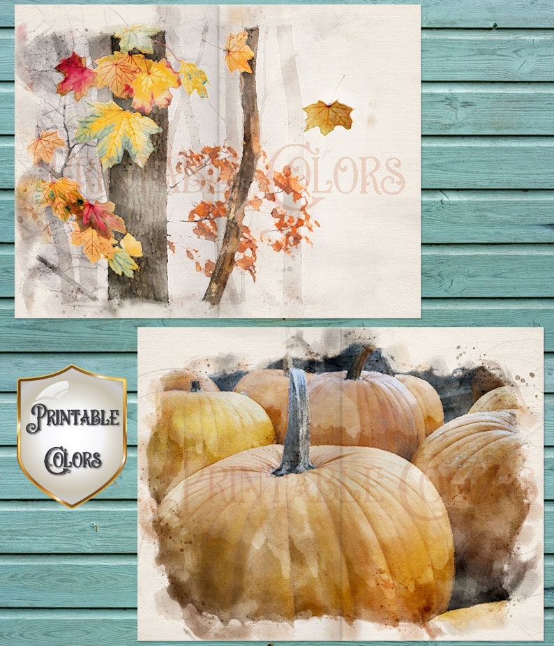 Fall Watercolor Junk Journal, Autumn Digital Papers for Scrapbooking ...