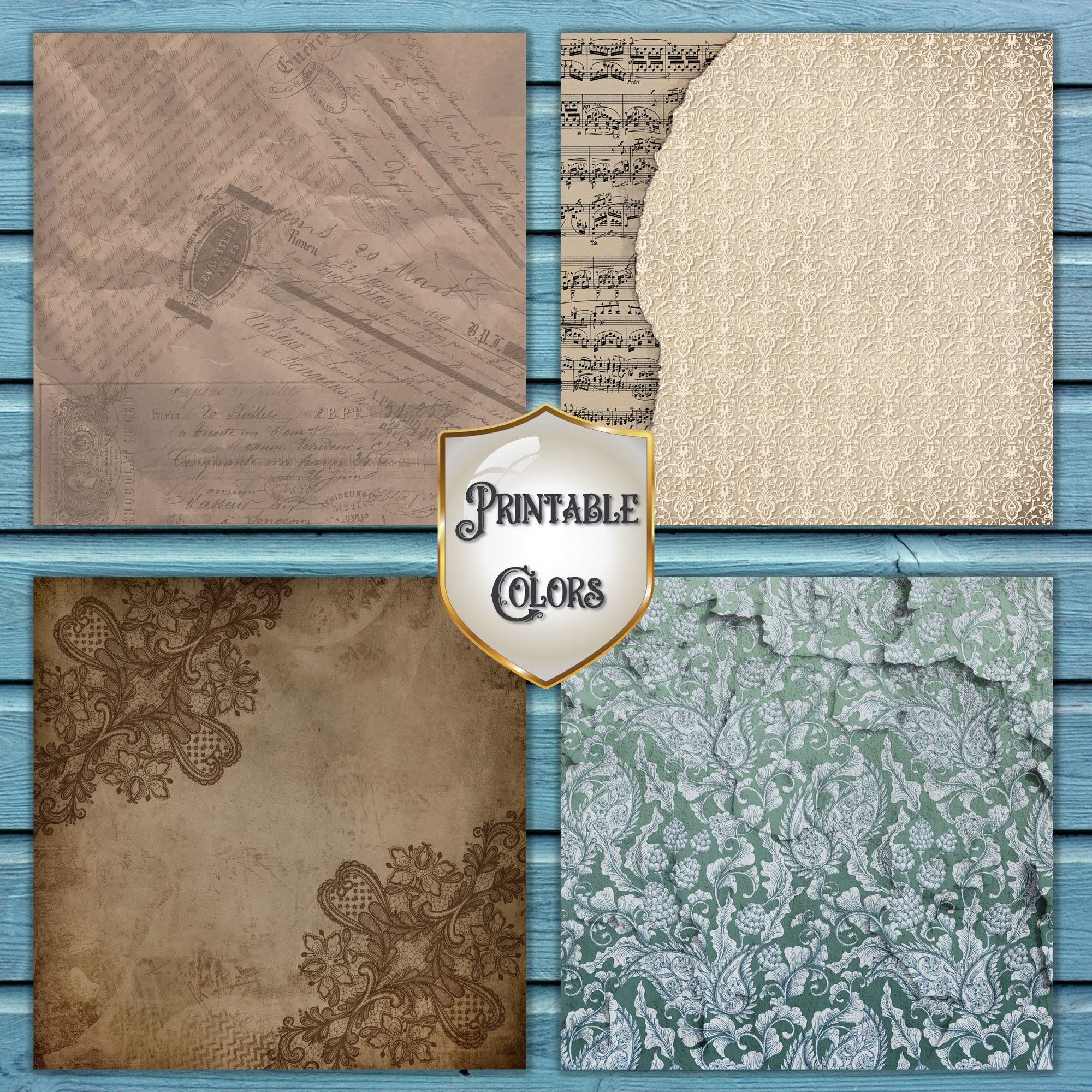 Grunge Vintage Digital Paper, Rustic Backgrounds for Scrapbooking and ...
