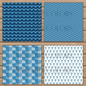 Modern Blue Geometric Patterns - Seamless Digital Papers for Scrapbook ...