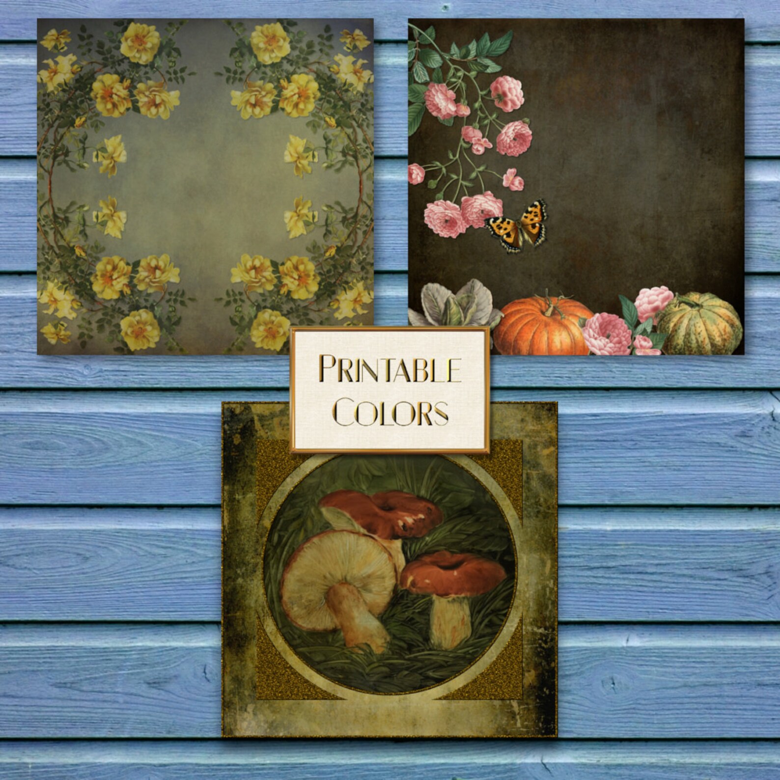 Fall Digital Paper Vintage Fall Digital Download Floral Paper Fall ...