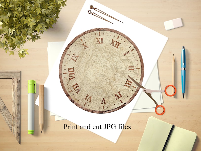 Printable Vintage Clocks Digital Faces and Hands for | Etsy