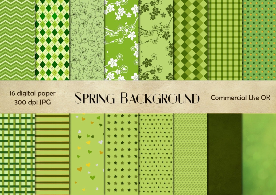 Green Digital Paper, Instant Download, Green Background Scrap ...