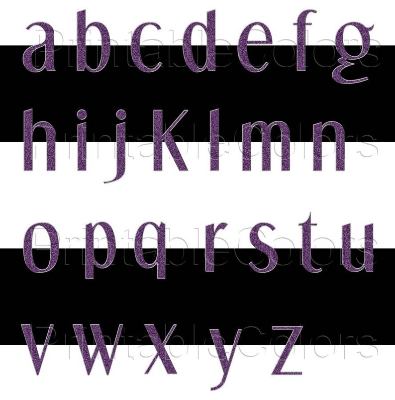 Purple Glitter Alphabet, Digital Download, Halloween Alphabet, Clip Art ...
