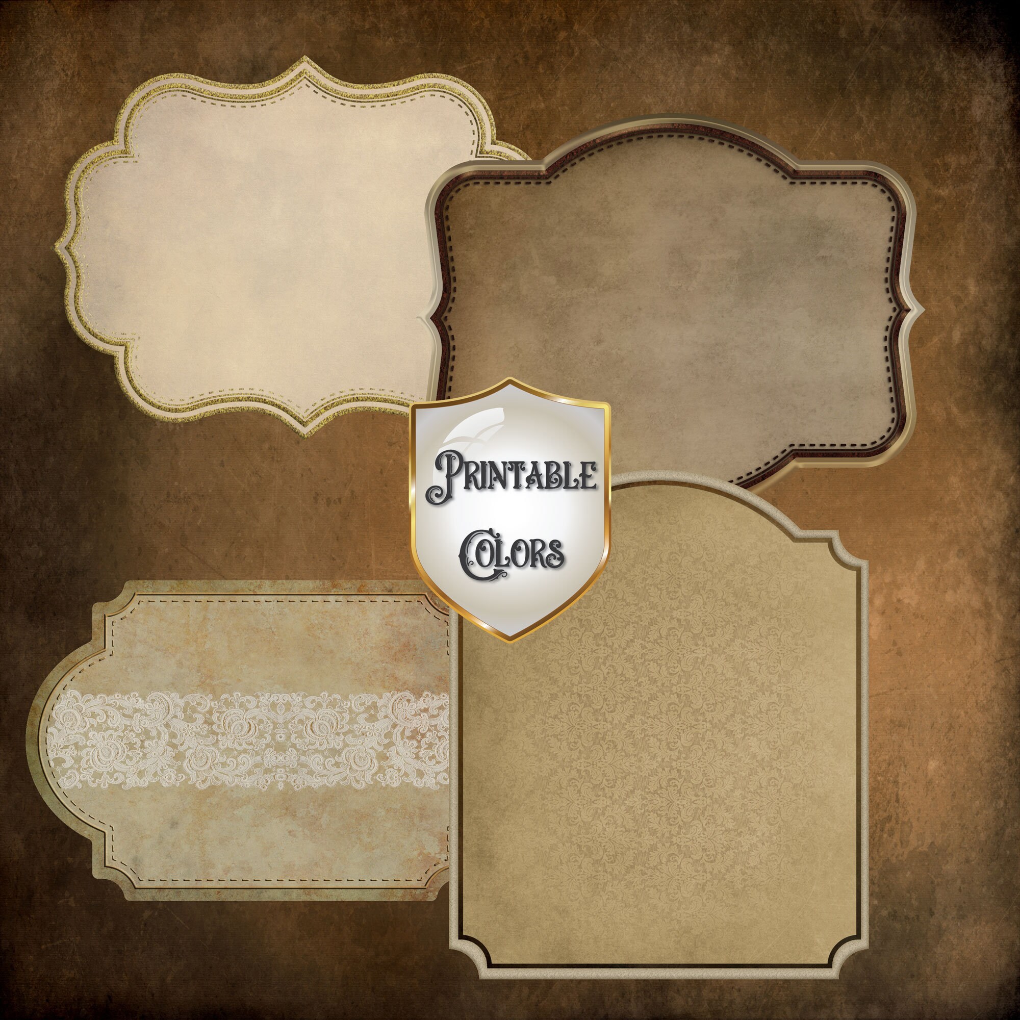 Vintage Labels Clipart, Digital Download Ancient Frames for ...