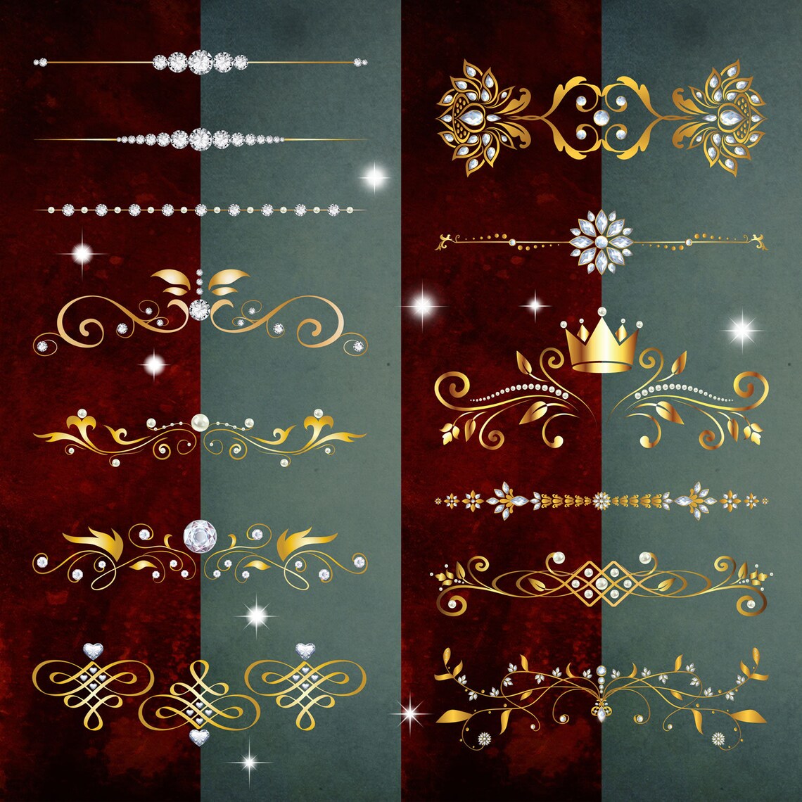 Digital Kit Diamonds and Pearls, Border and Text Dividers, Rustic ...