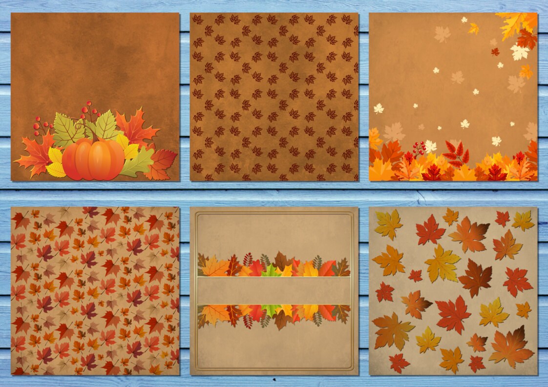 Digital Paper Autumn Leaves - Digital Paper Leaves, Autumn Scrapbook ...