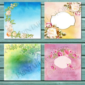 Floral Watercolor Digital Paper, Digital Download, Spring, Roses ...