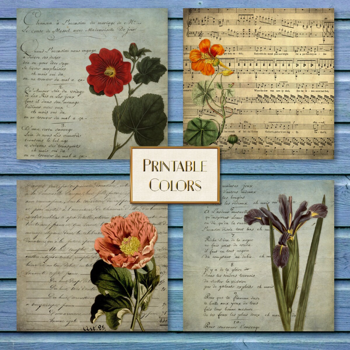 Botanical Digital Paper - Vintage Botanical - Digital Download - Floral ...