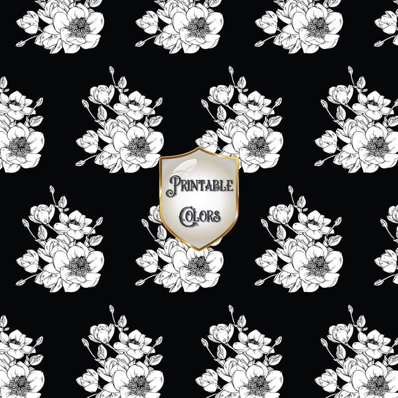 Digital Paper Black and White Flowers for Scrapbooking and - Etsy