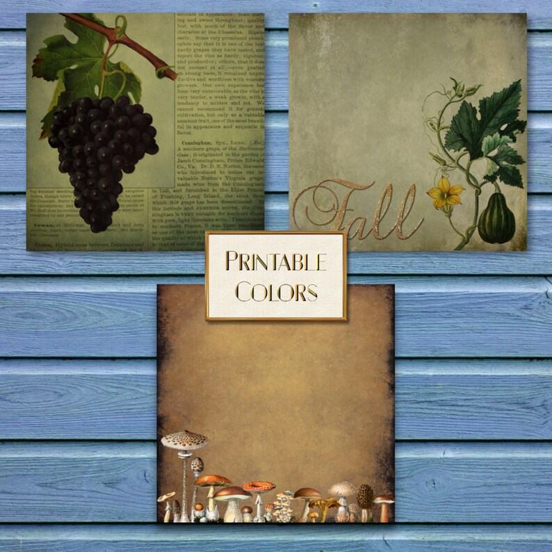 Fall Digital Paper Vintage Fall Digital Download Floral Paper Fall ...
