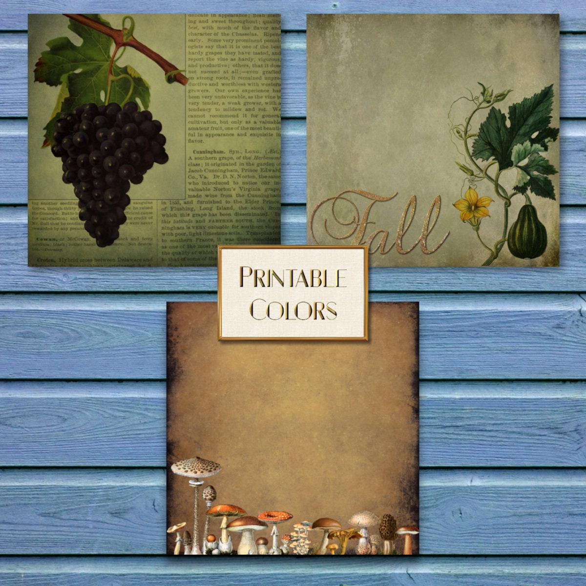 Fall Digital Paper Vintage Fall Digital Download Floral Paper Fall ...