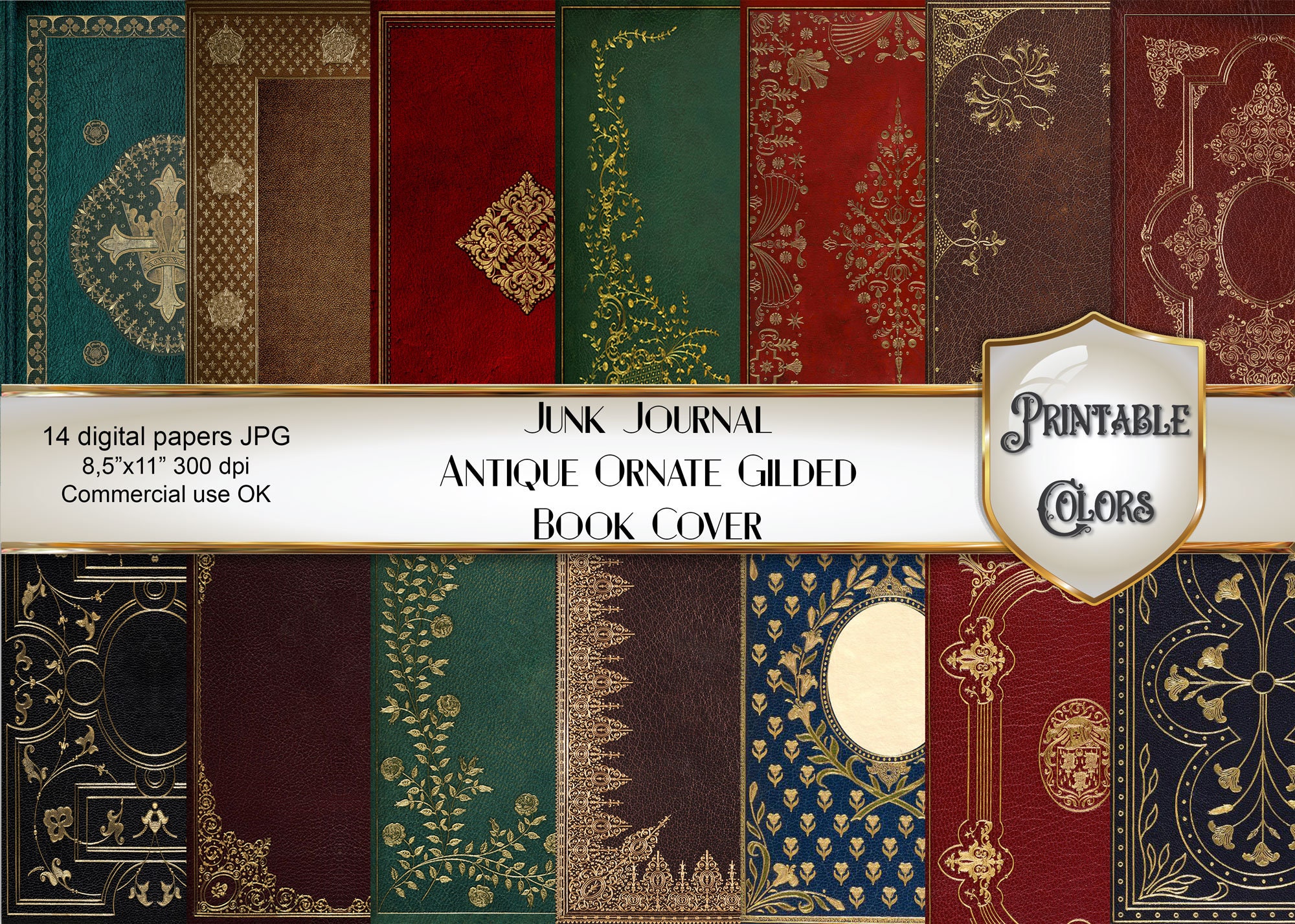 Antique Digital Junk Journal Book Cover - Gilded Vintage Book Cover - Etsy