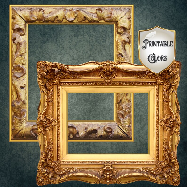 Antique Digital Frames Clipart, Digital Download, Vintage Golden Frames ...