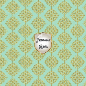 Seamless Mint Green & Gold Digital Paper, Printable Backgrounds for ...
