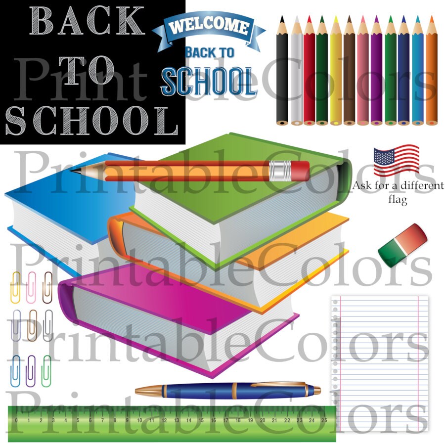 Clipart Back to School Digital Download, Instant Download, School ...