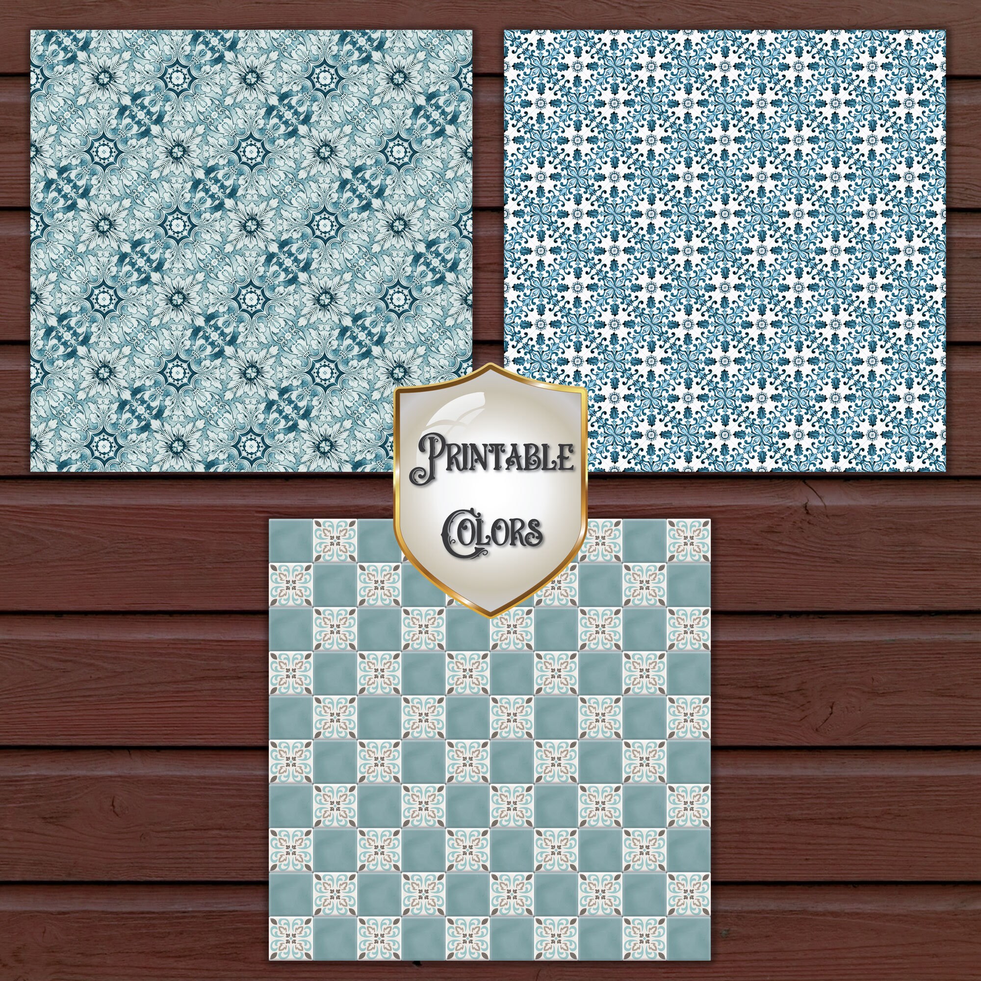 Seamless Ancient Tiles Digital Paper for Scrapbooking and Decoupage ...
