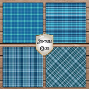 Seamless Blue Winter Tartan Digital Paper for Scrapbooking and ...
