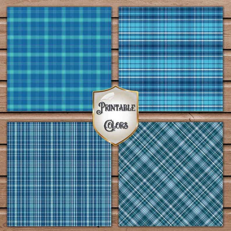 Seamless Blue Winter Tartan Digital Paper for Scrapbooking and ...