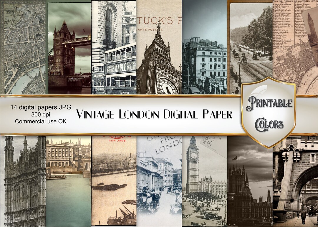 Old London Digital Paper, Vintage London Maps and Pictures for ...