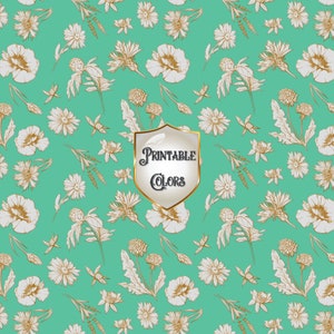 Seamless Mint Green & Gold Digital Paper, Printable Backgrounds for ...