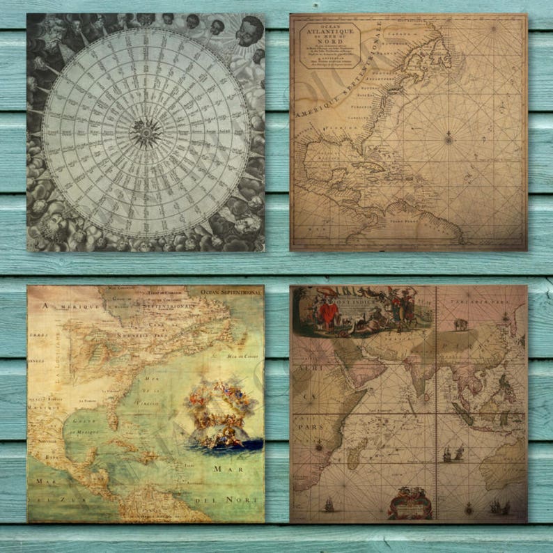 Old Nautical Maps Digital Paper, Vintage NY, Nautical Maps, Vintage ...