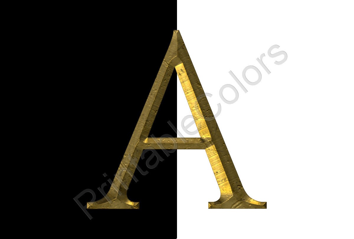 Gold Alphabet, Gold Alphabet Metal Effect, Digital Download, Instant ...