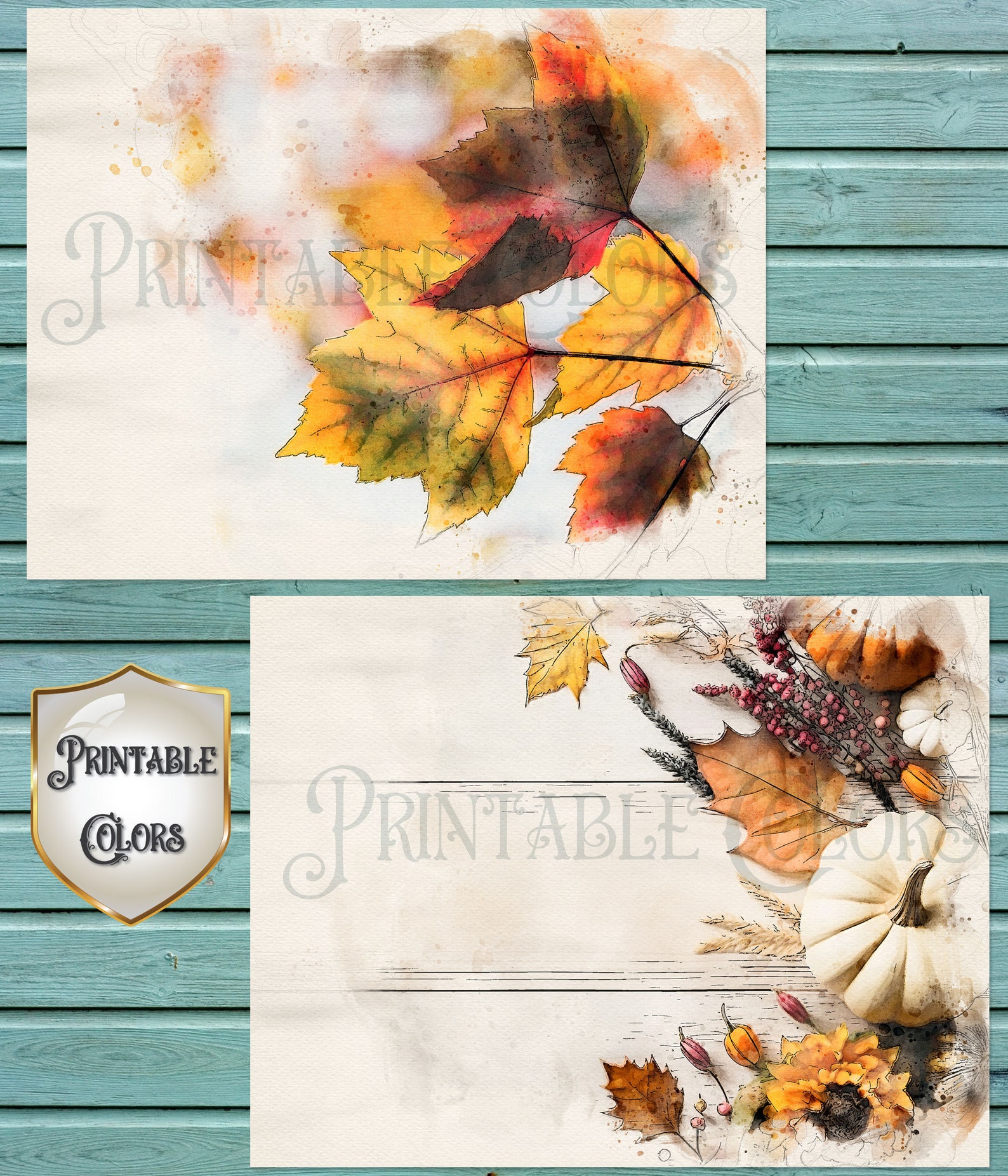Watercolor Fall Junk Journal - Digital Download - Autumn Backgrounds ...