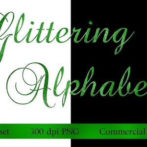 Green Glitter Alphabet, Digital Download, Instant Download, Clipart ...
