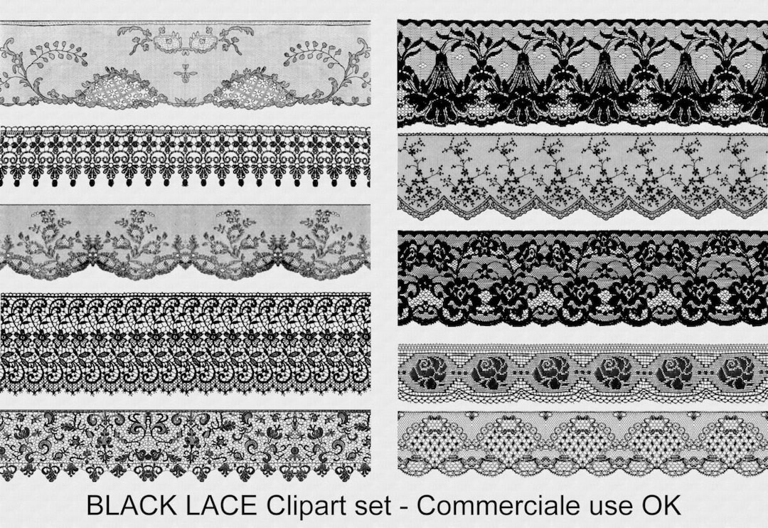 Vintage Black Lace - Digital Download - Lace Clipart - Digital Lace ...