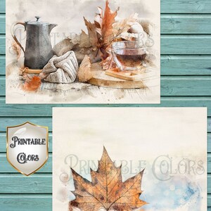 Watercolor Fall Junk Journal - Digital Download - Autumn Backgrounds ...