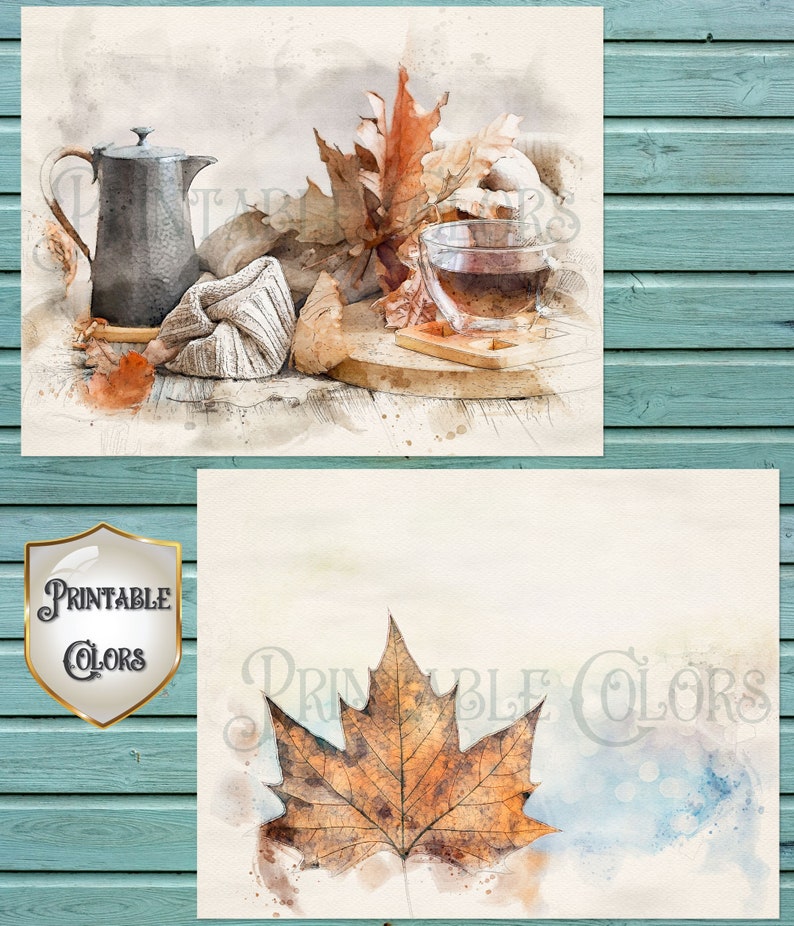 Watercolor Fall Junk Journal - Digital Download - Autumn Backgrounds ...