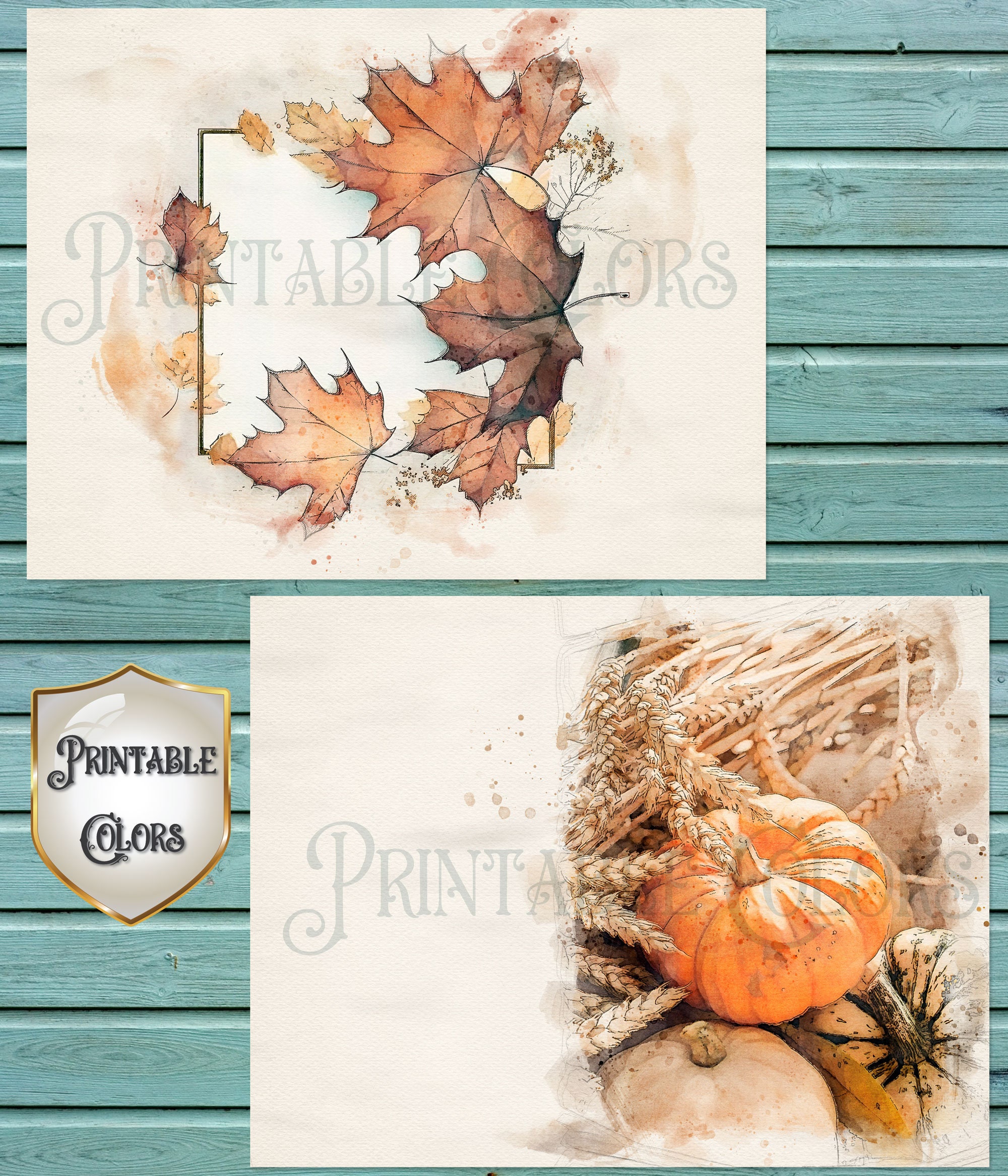 Watercolor Fall Junk Journal - Digital Download - Autumn Backgrounds ...