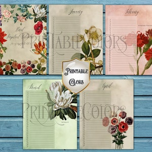 Digital Perpetual Floral Calendar, Printable Vintage Calendar for ...
