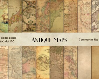 Vintage Maps Digital Paper Vintage and Antique Maps of - Etsy