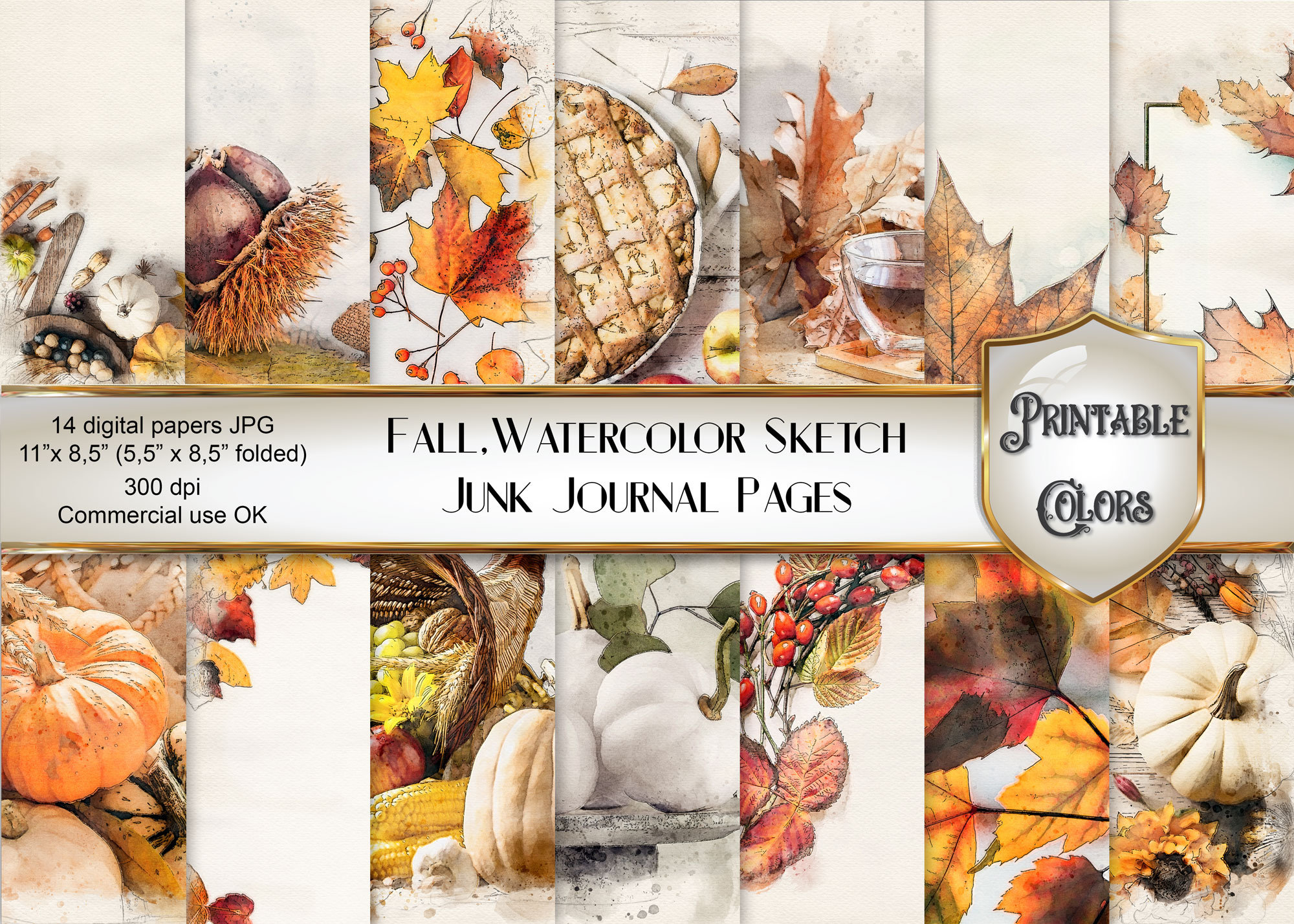 Watercolor Fall Junk Journal Digital Download Autumn - Etsy