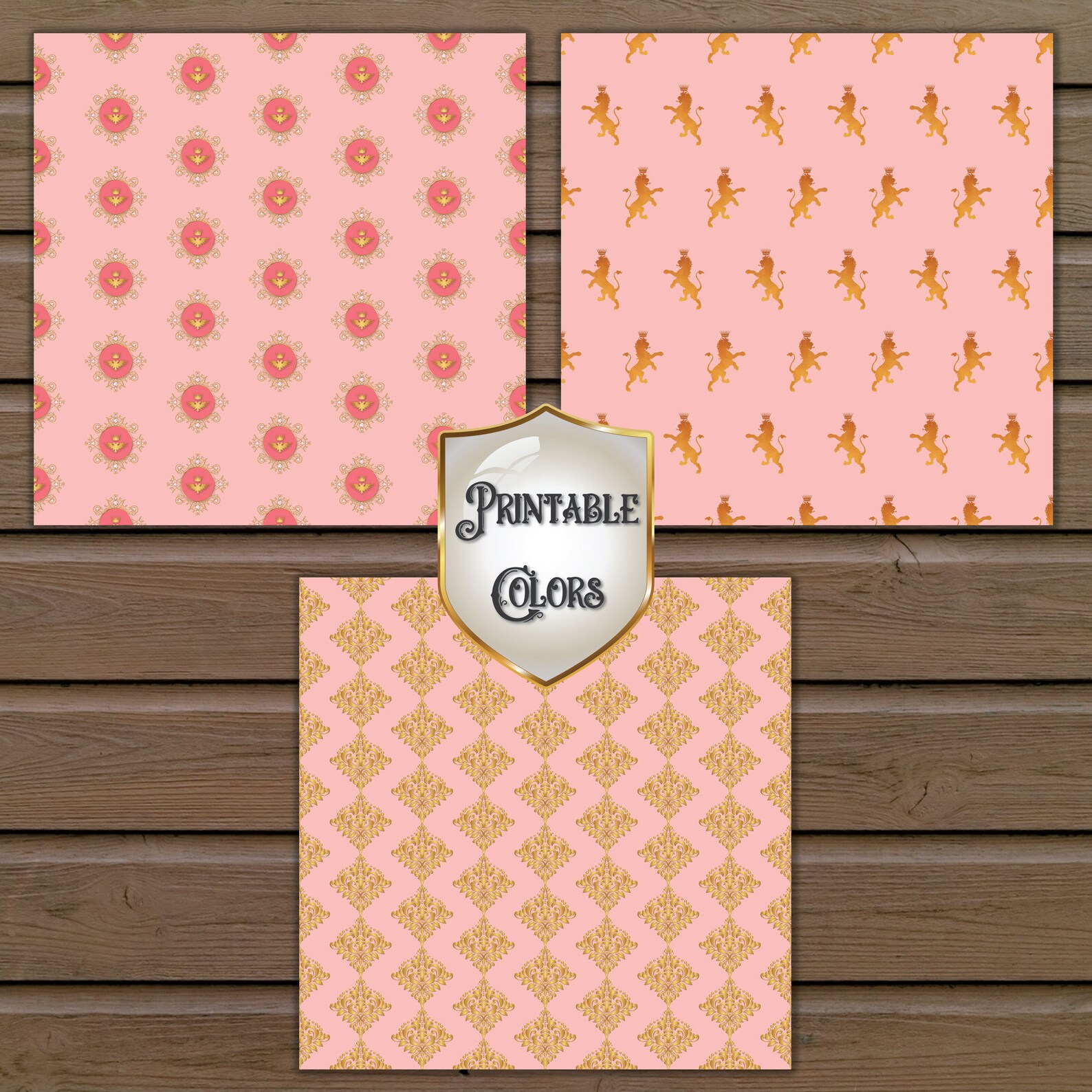 Pink and Gold Princess Digital Paper for Scrapbooking and Decoupage ...
