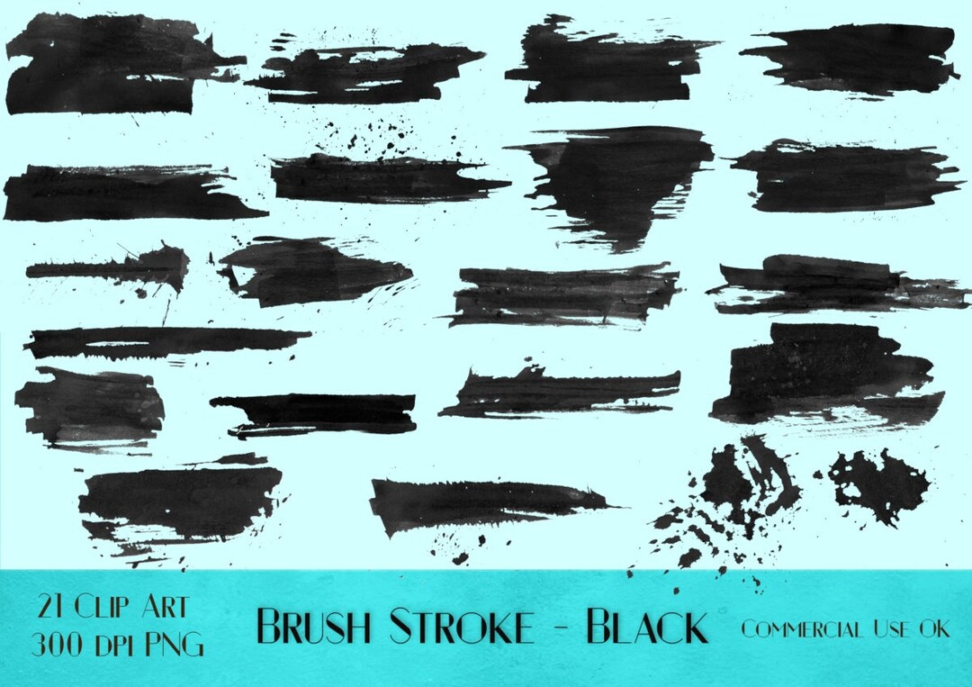Digital Download Black Brush Strokes. Clipart for Scrapbooking ...