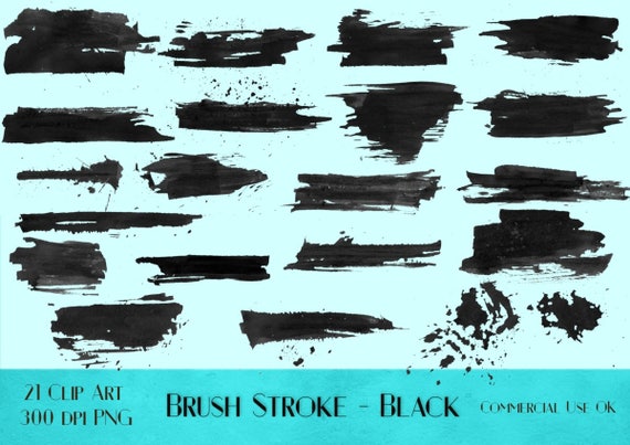 Digital Download Black Brush Strokes. Clipart for | Etsy
