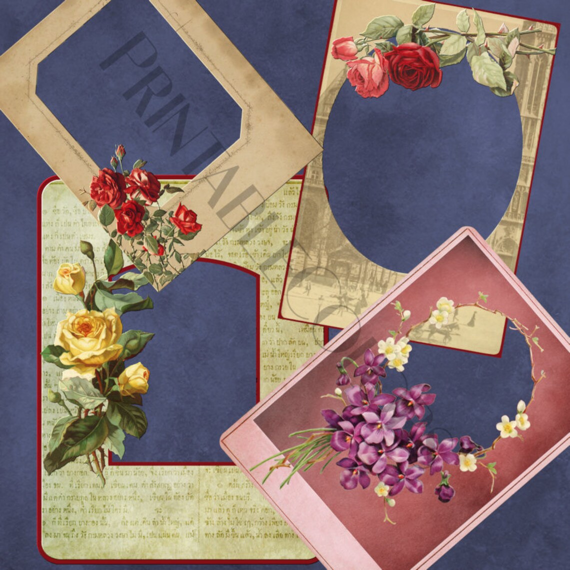 Vintage Floral Frames Clipart, Digital Download, Frames Clip Art ...